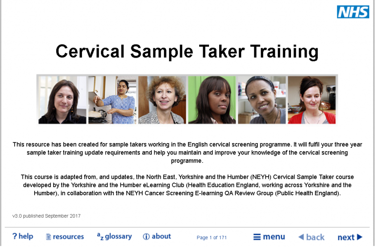 Cervical sample taker update training: e-learning launch – PHE Screening