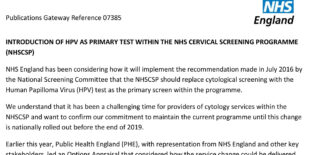 NHS Cervical Screening Programme - PHE Screening