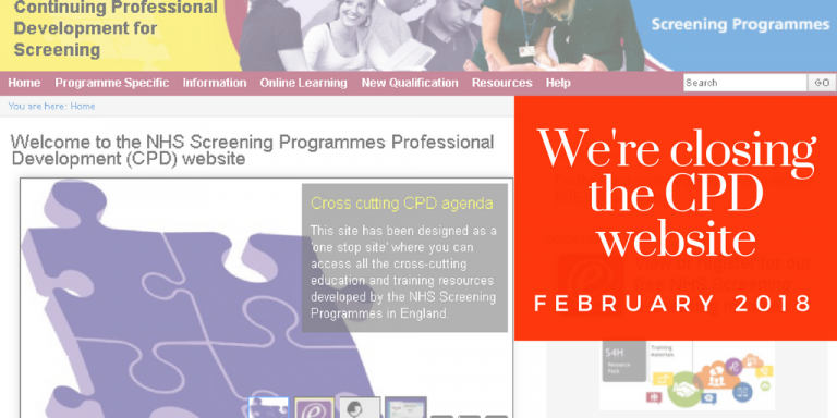 CPD website: closing next week - PHE Screening