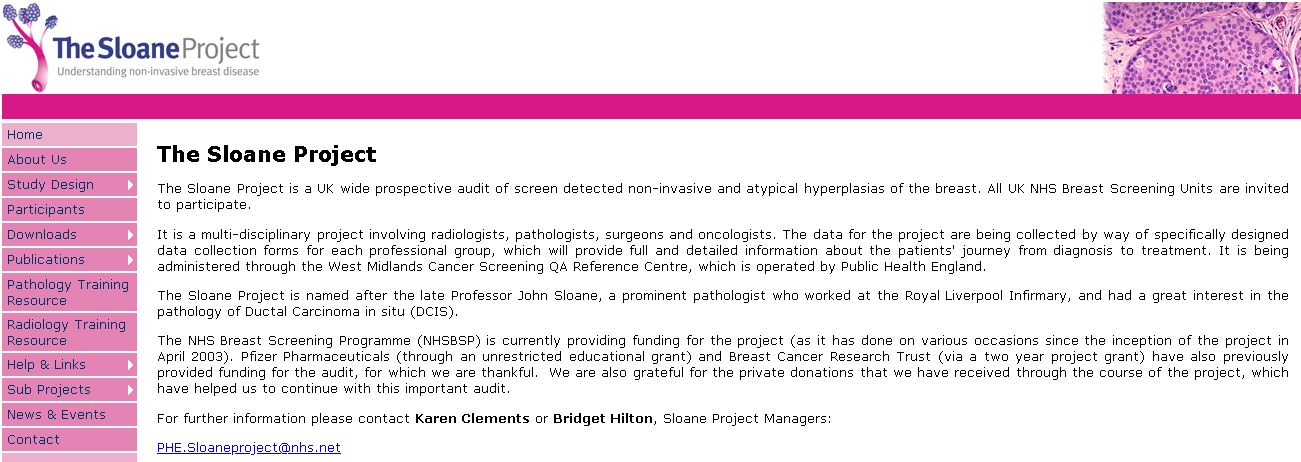 Sloane Project website set to move – PHE Screening