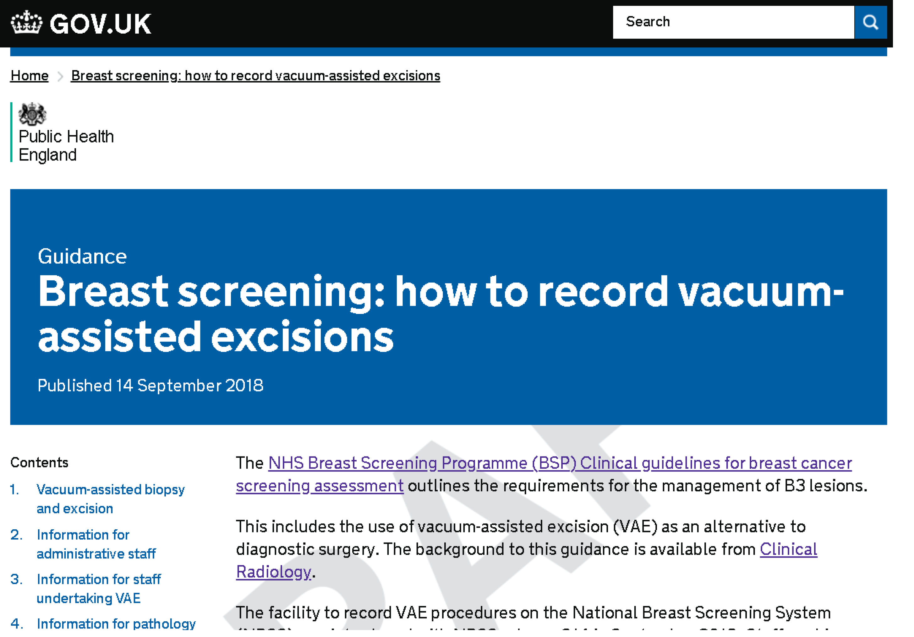 New guidance for breast screening services on recording vacuum-assisted ...