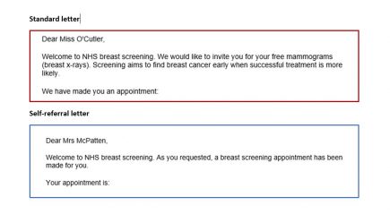 Breast screening services must use new self-referral letter template ...