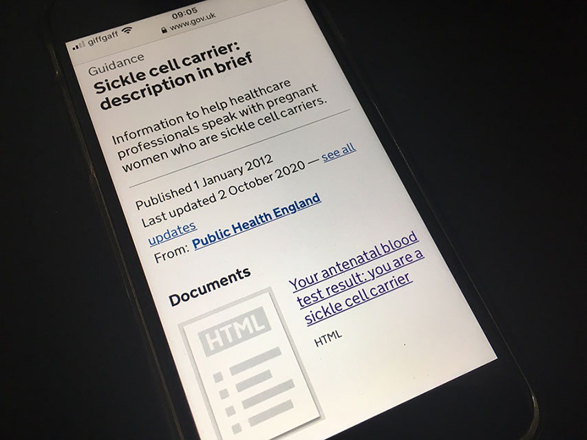 Sickle cell and thalassaemia carrier leaflets go digital – PHE Screening