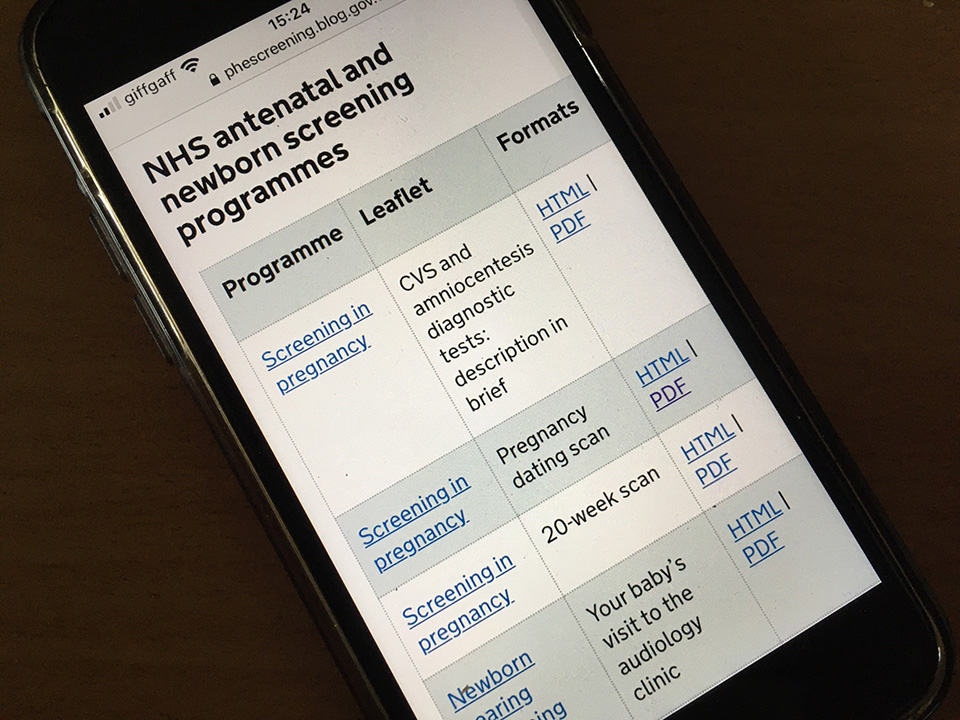New printable versions of some NHS antenatal and newborn screening ...