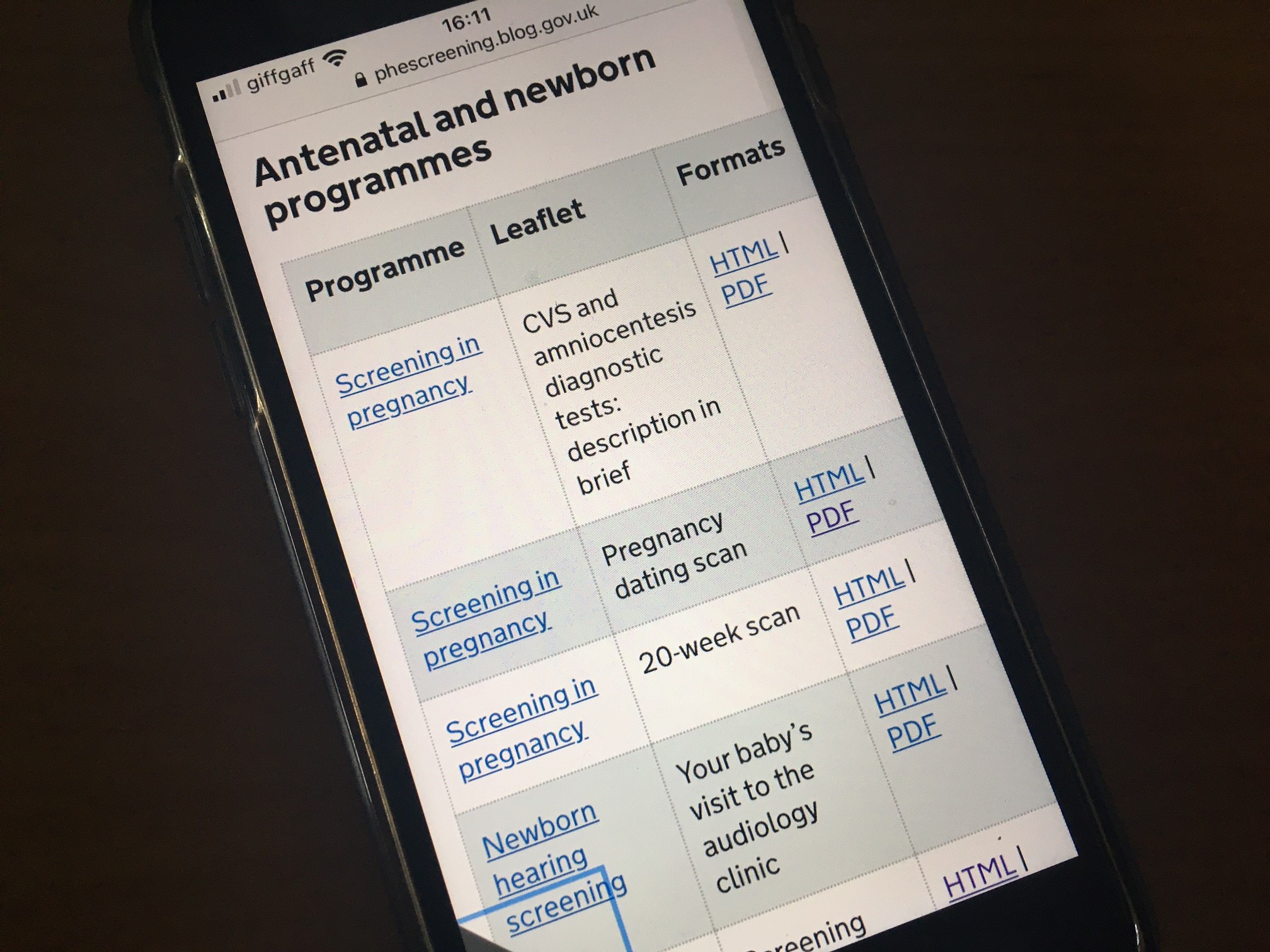 New printable versions of some NHS antenatal and newborn screening ...