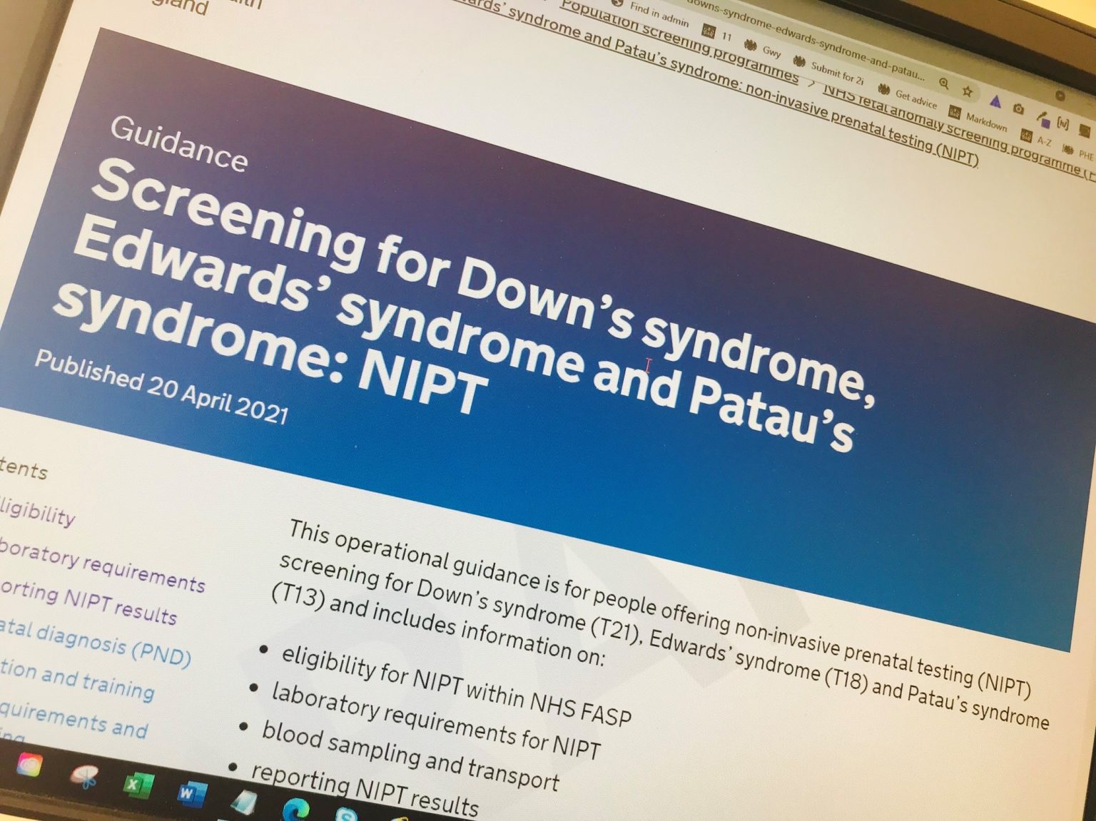 New operational guidance for NIPT screening within the NHS – PHE Screening