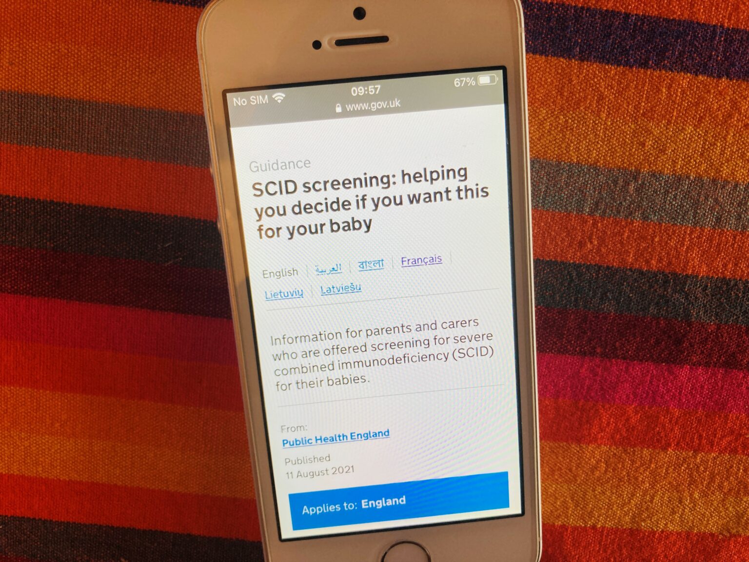 Launch of new NHS SCID screening resources for parents and ...